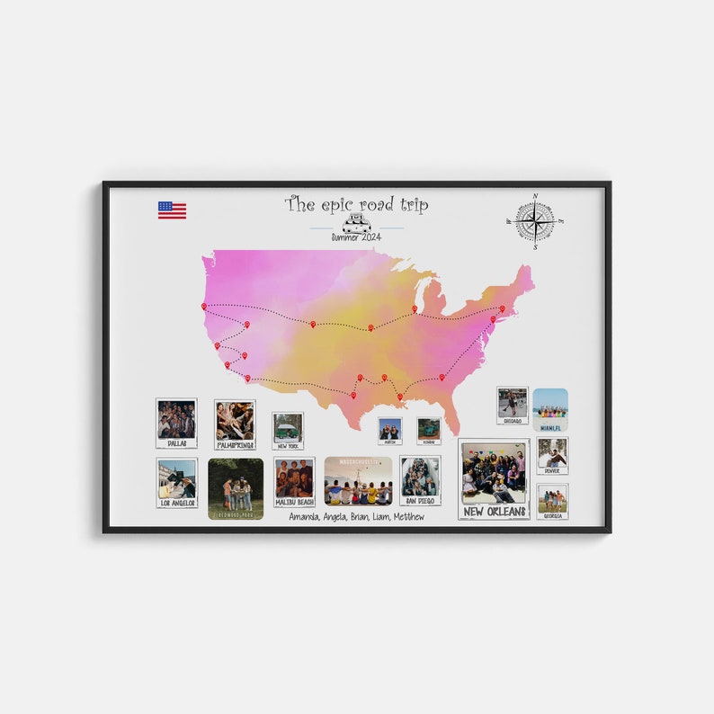 Personalized Usa Road Trip Map-us Travel Map Print-personalized Map ...
