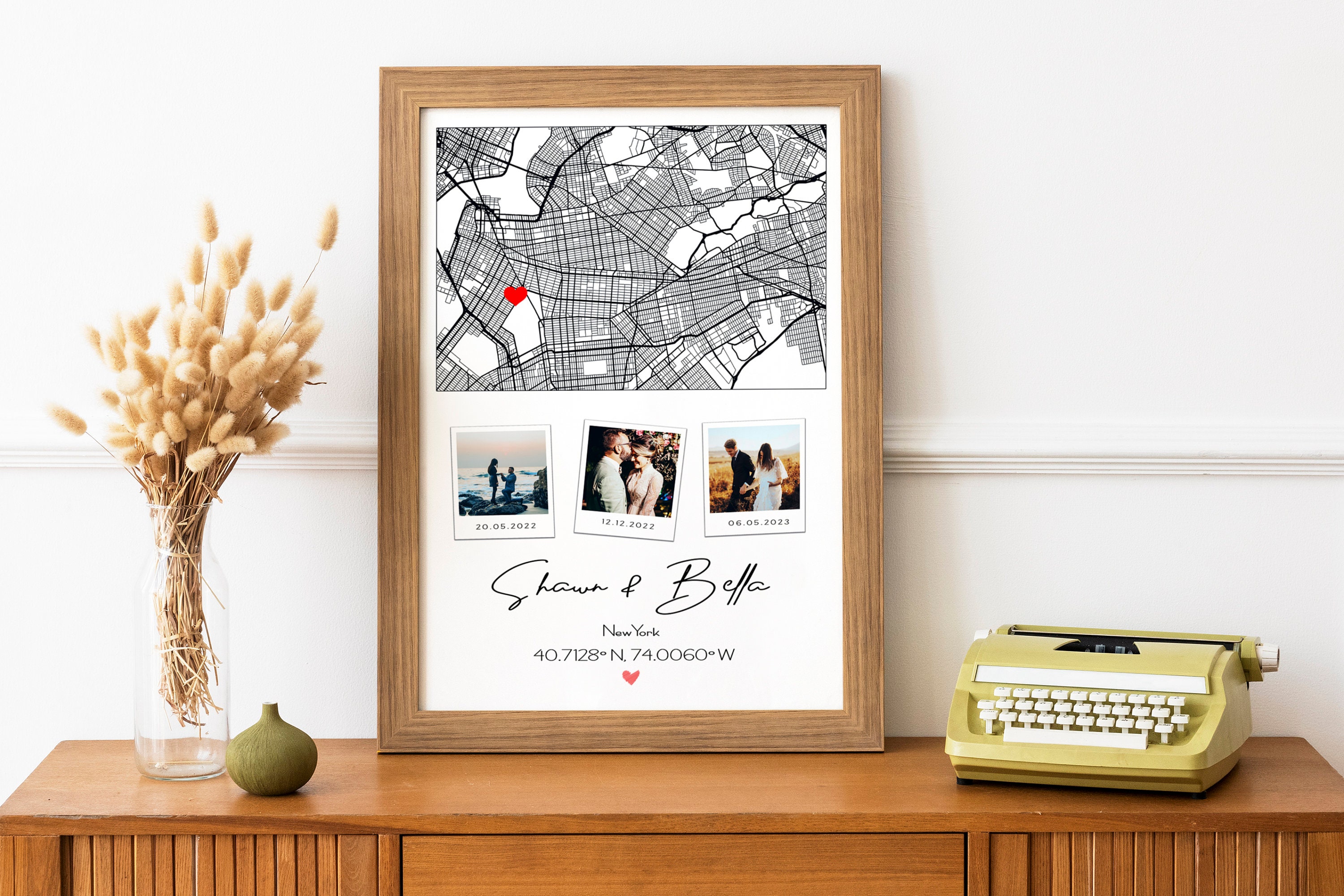 Where We Met Map Where It All Began Couple Map Gift for Her Gift for ...