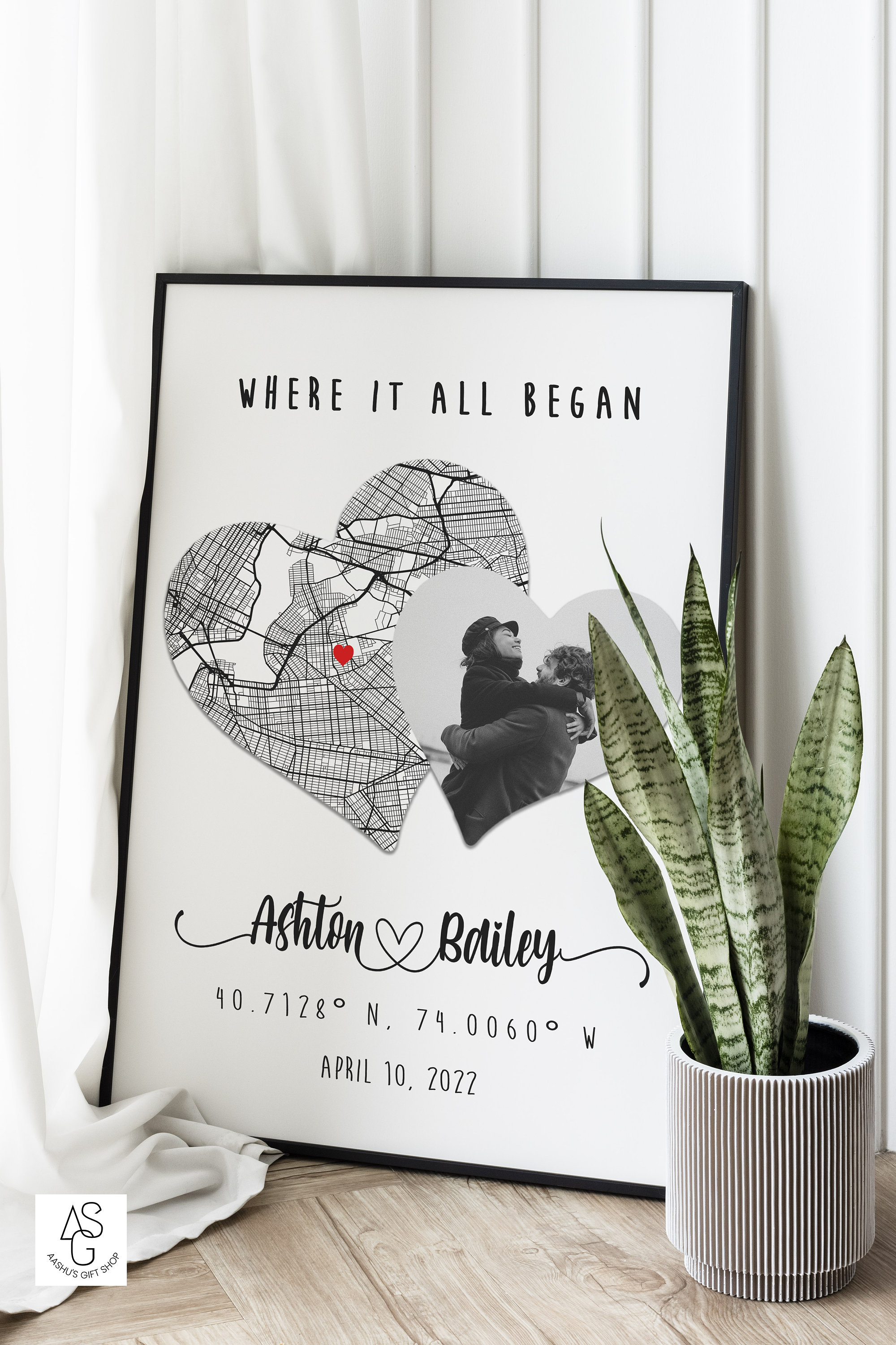 Valentine's Day Gift Map, Where It All Began, Custom Map Gift Valentine ...