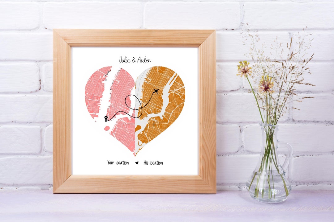 Personalized Street Map, Custom Valentine's Day Gift, Anniversary Gift ...