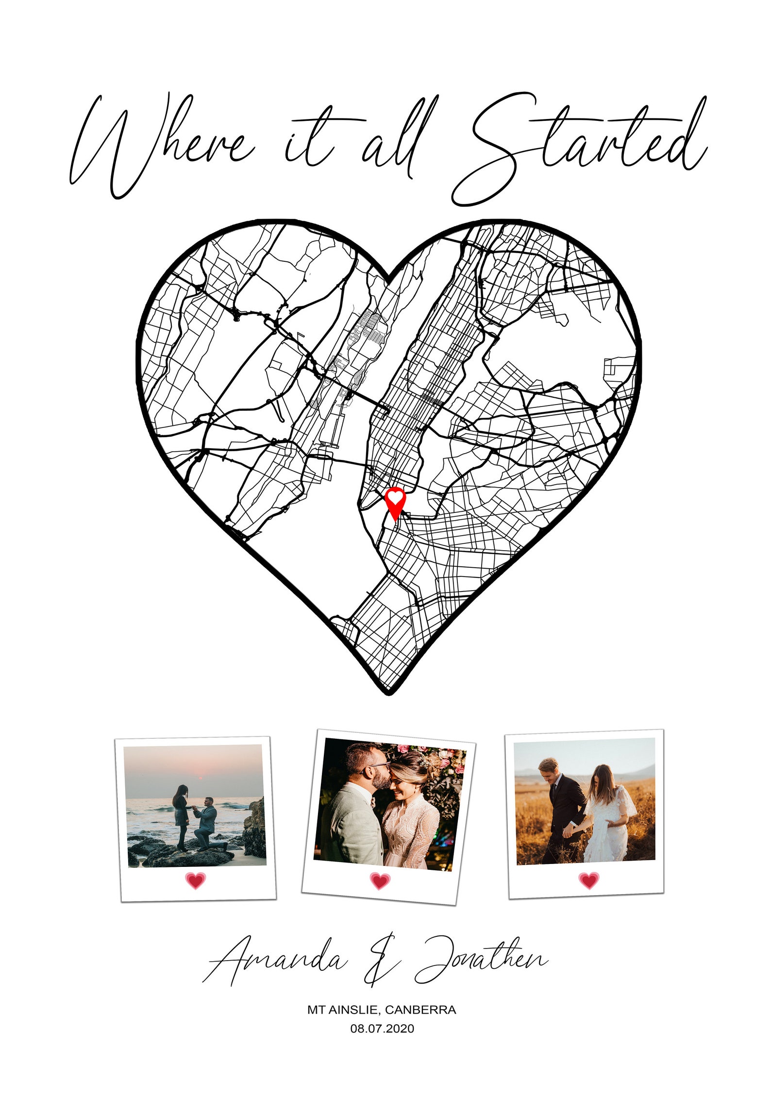 Where We Met Map /where It All Began /couple Map/ Gift for Her/ Gift ...