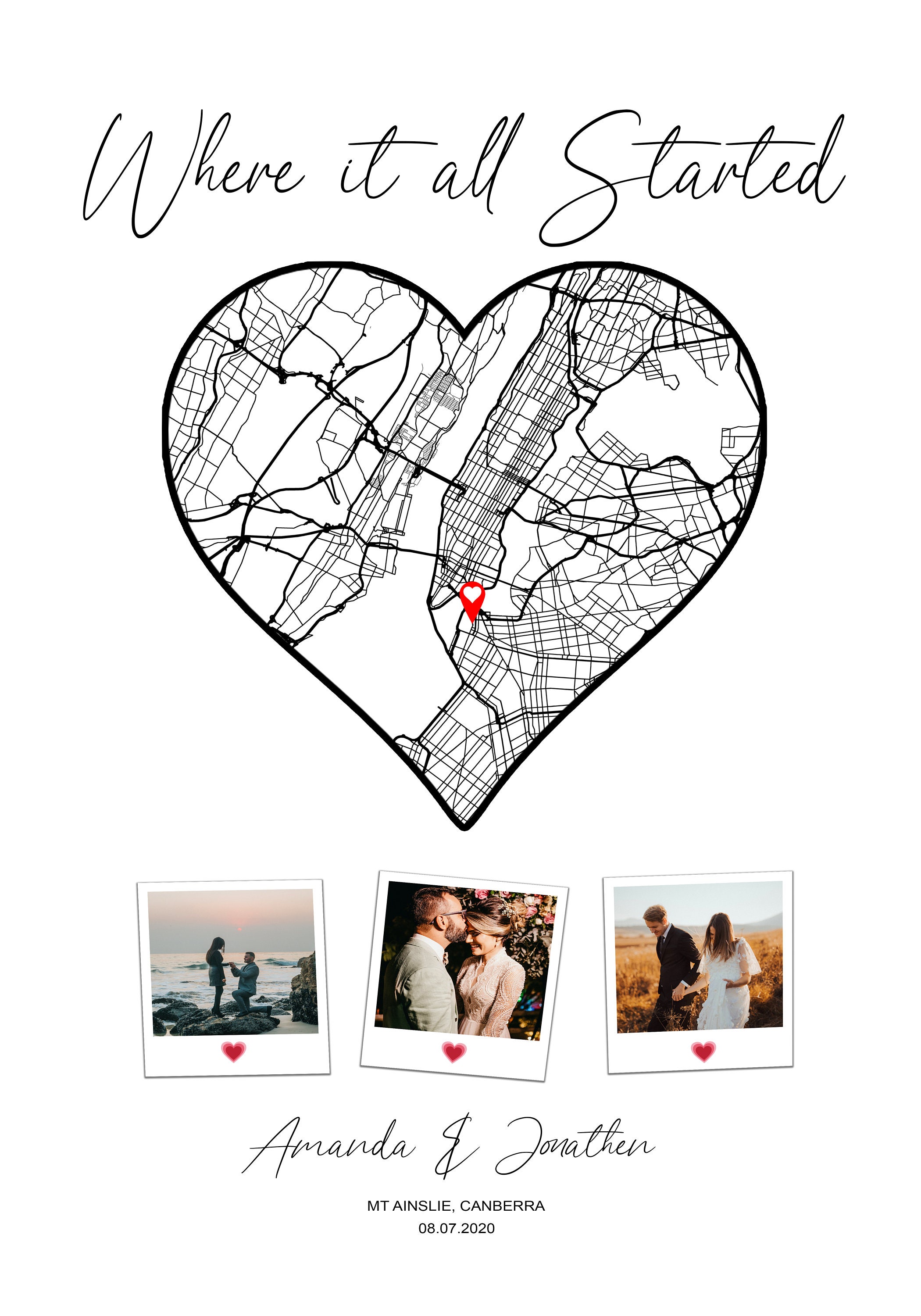 Where We Met Map /where It All Began /couple Map/ Gift for Her/ Gift ...