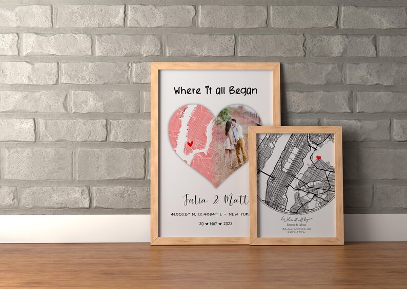 Our First Date Gift - Where It All Began Couples Map Gift for Her ...