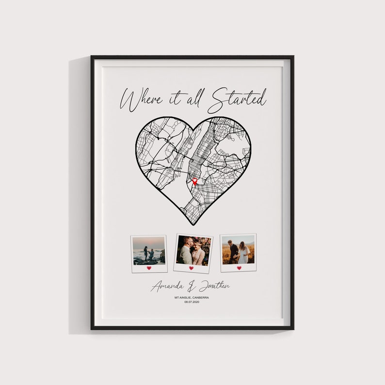 Where We Met Map /where It All Began /couple Map/ Gift for Her/ Gift ...