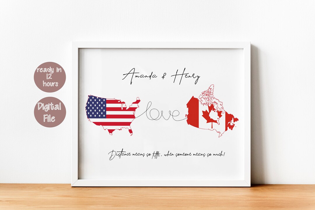 Personalized Long Distance Map Art: Relationship Gift (digital File) - Etsy