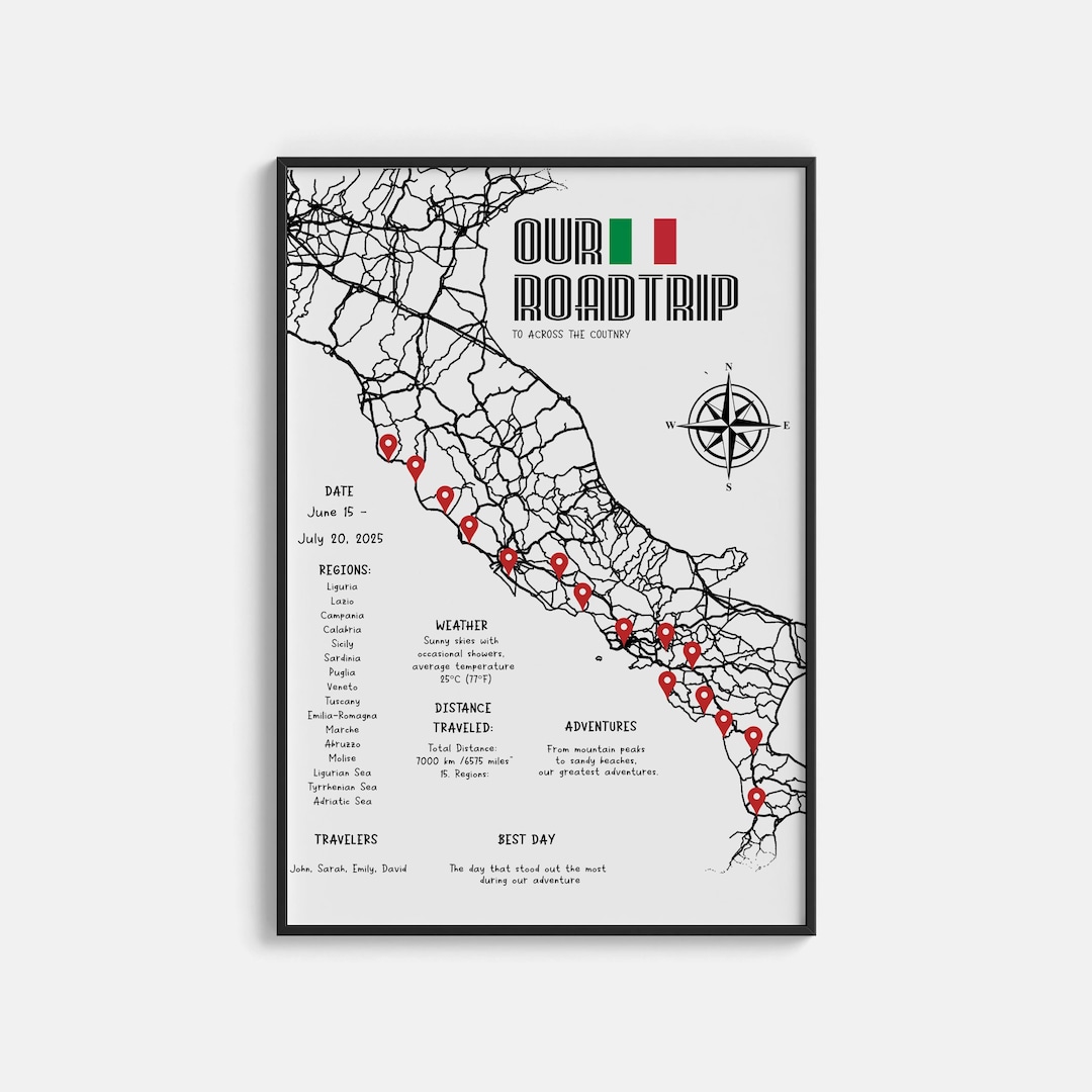 Personalised Travel Map Printable Map , Custom Travel Wall Art ...