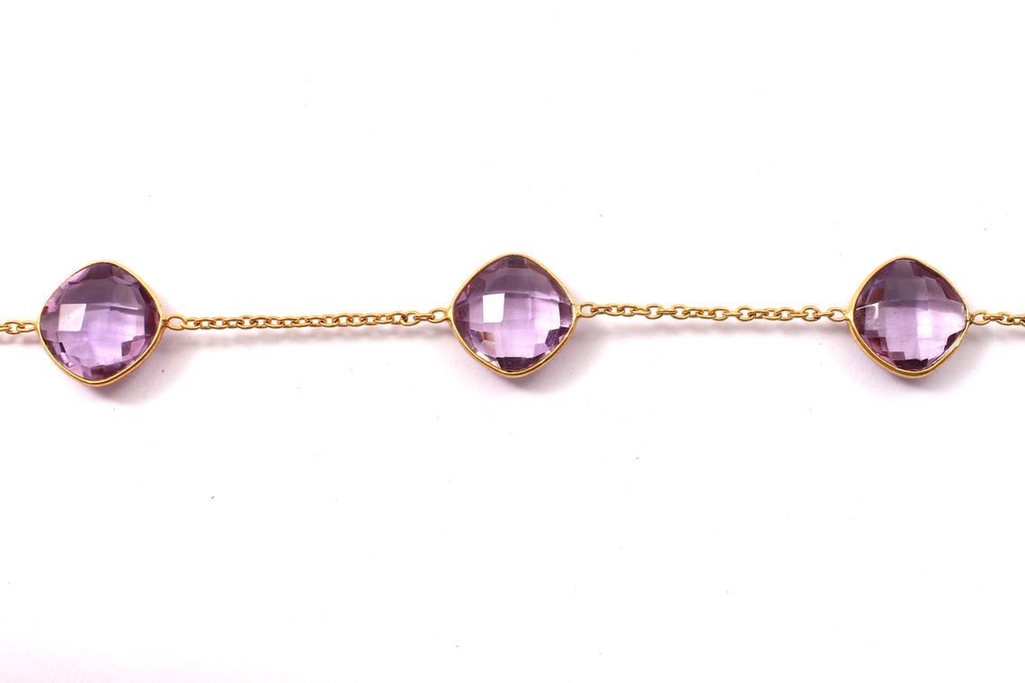 Amethyst Necklace Chain Necklace 14k 18k Solid Gold - Etsy