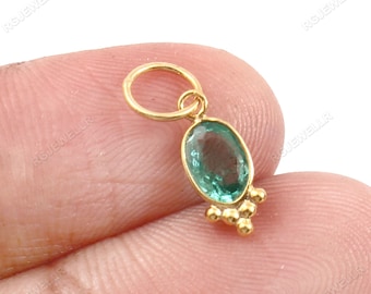 Emerald Charm, Solid 18k Gold Charm, Handmade Charm, Lab Created ...
