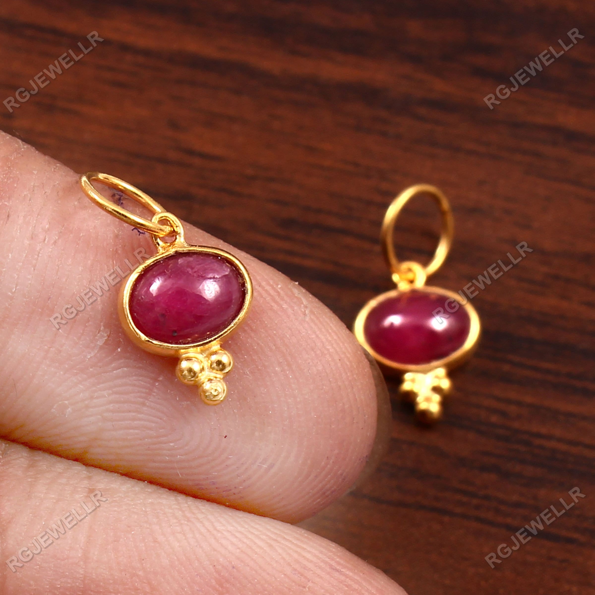 Ruby Gold Charm 18k Solid Gold Cham Handmade Charm Ruby - Etsy