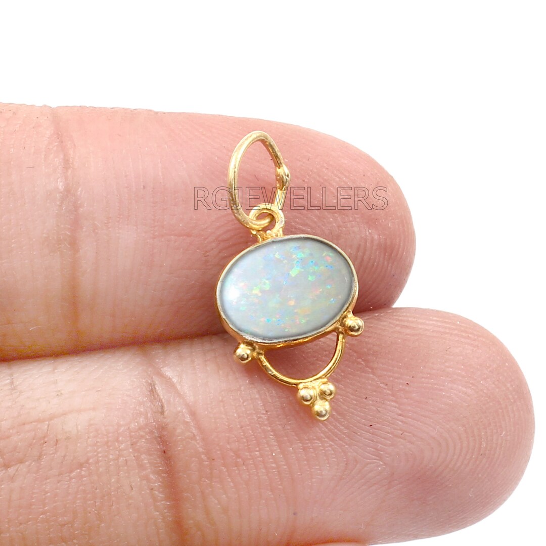 Opal Charm, Solid 18k Gold Charm, Handmade Charm Pendant, Gemstone ...