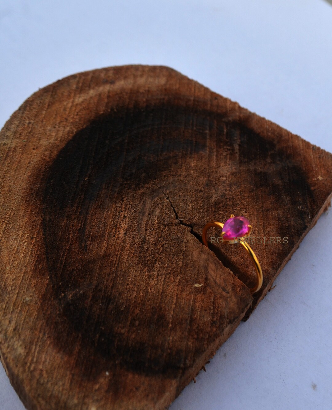 Lab Created Ruby Ring, 18k Solid Gold Ring, Handmade Ring, Statement ...