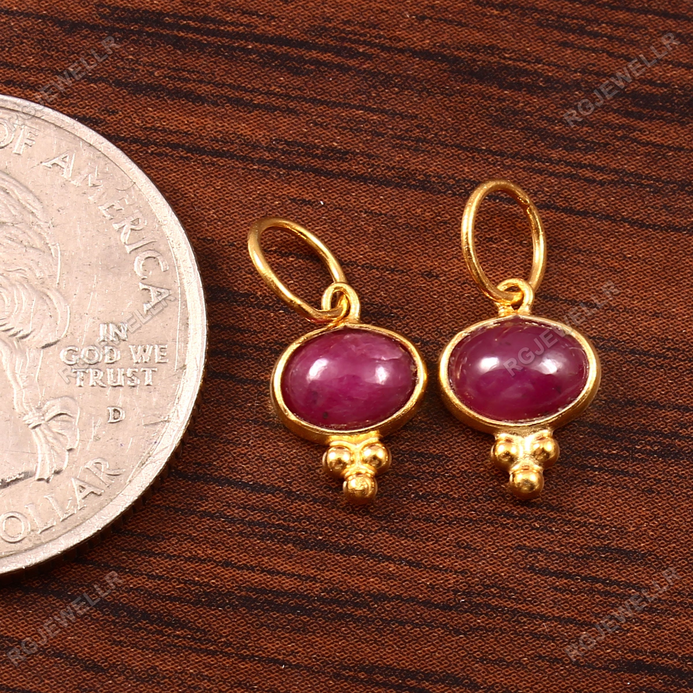 Ruby Gold Charm 18k Solid Gold Cham Handmade Charm Ruby - Etsy