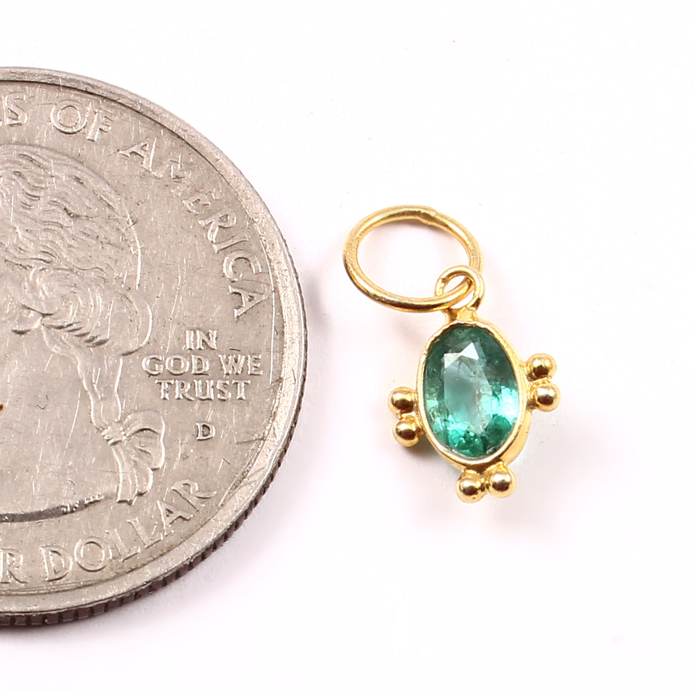Emerald Gold Charm Solid 18k Gold Charm Dainty Charm - Etsy