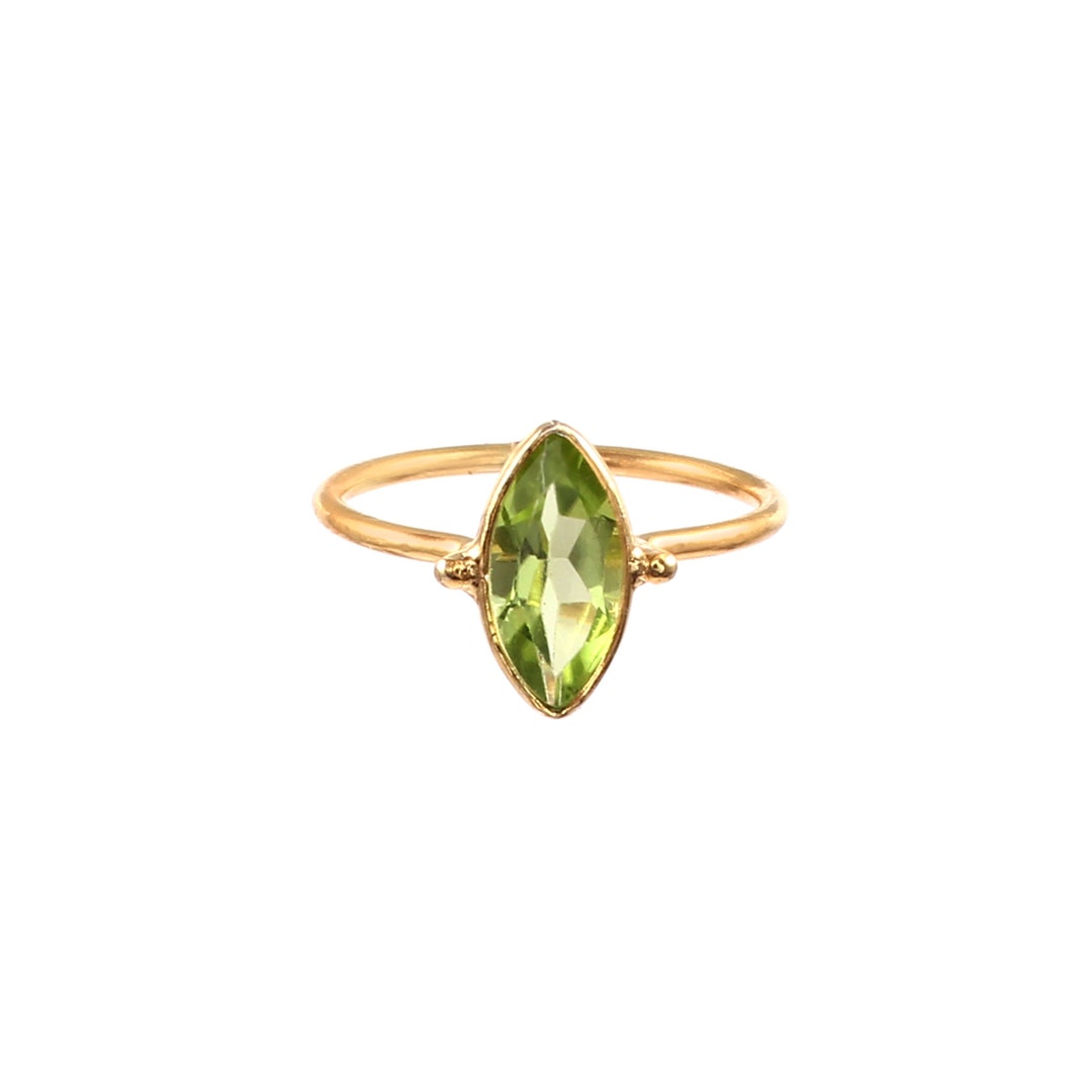 Handmade 18k Gold Peridot Ring: Marquise Gemstone Statement Ring - Etsy