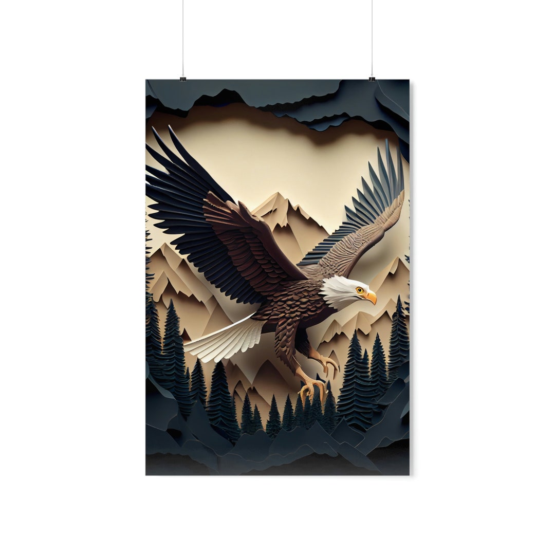 Bald Eagle, Paper Cut Art, 3D, Digital Art - Etsy