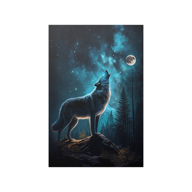Wolf Howling at Moon Poster, Wall Art, Home Decor - Etsy