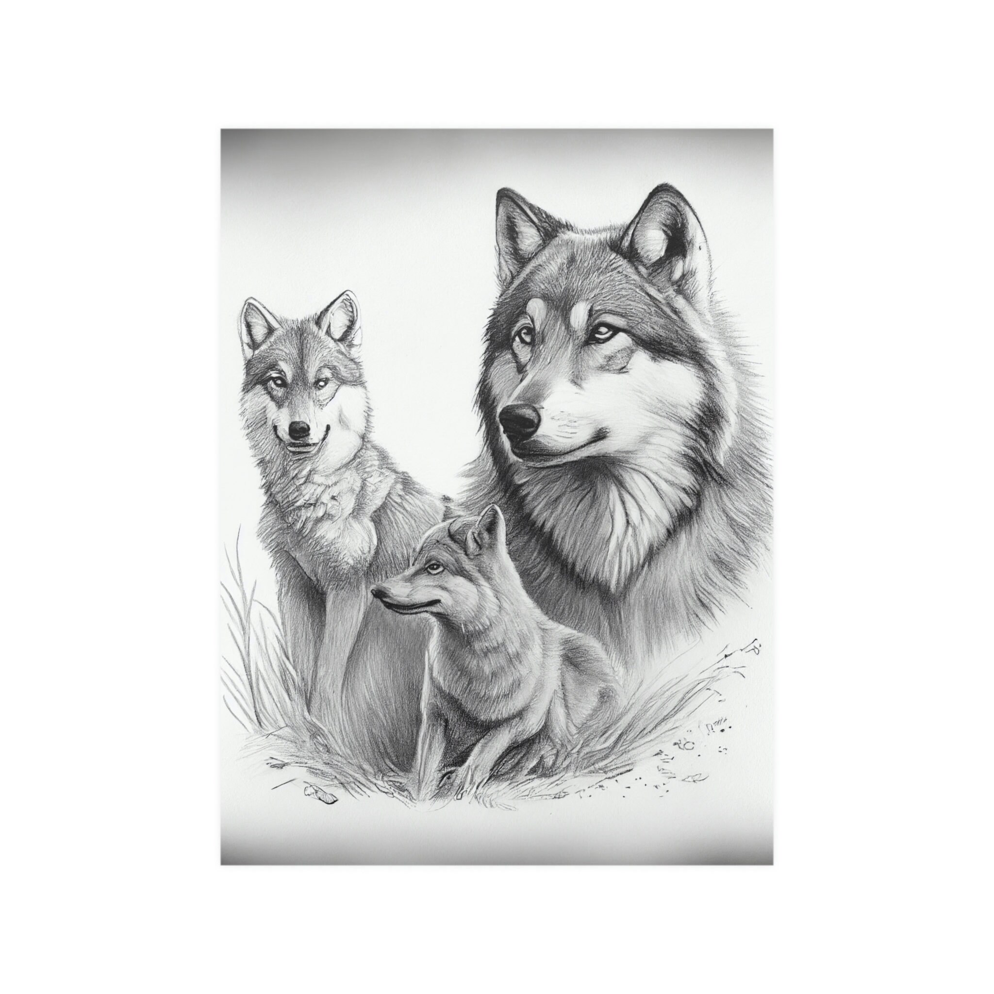 How To Draw A Realistic Wolf Family