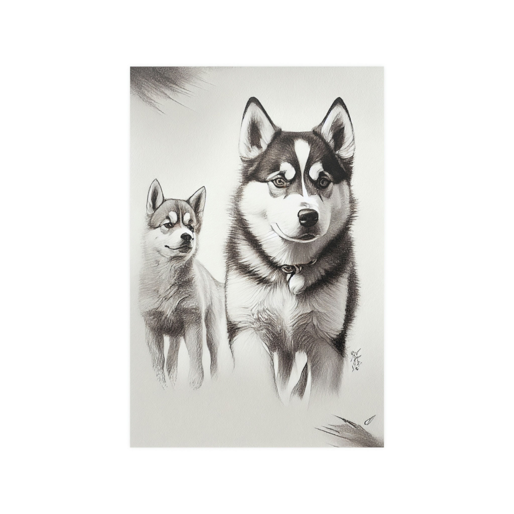 Husky Family Pencil Drawing 1 of 10 Original Art, Huskies, Wall Art ...