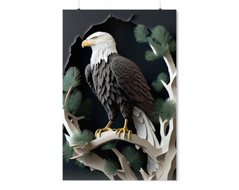 Bald Eagle, Paper Cut Art, 3D, Digital Art - Etsy