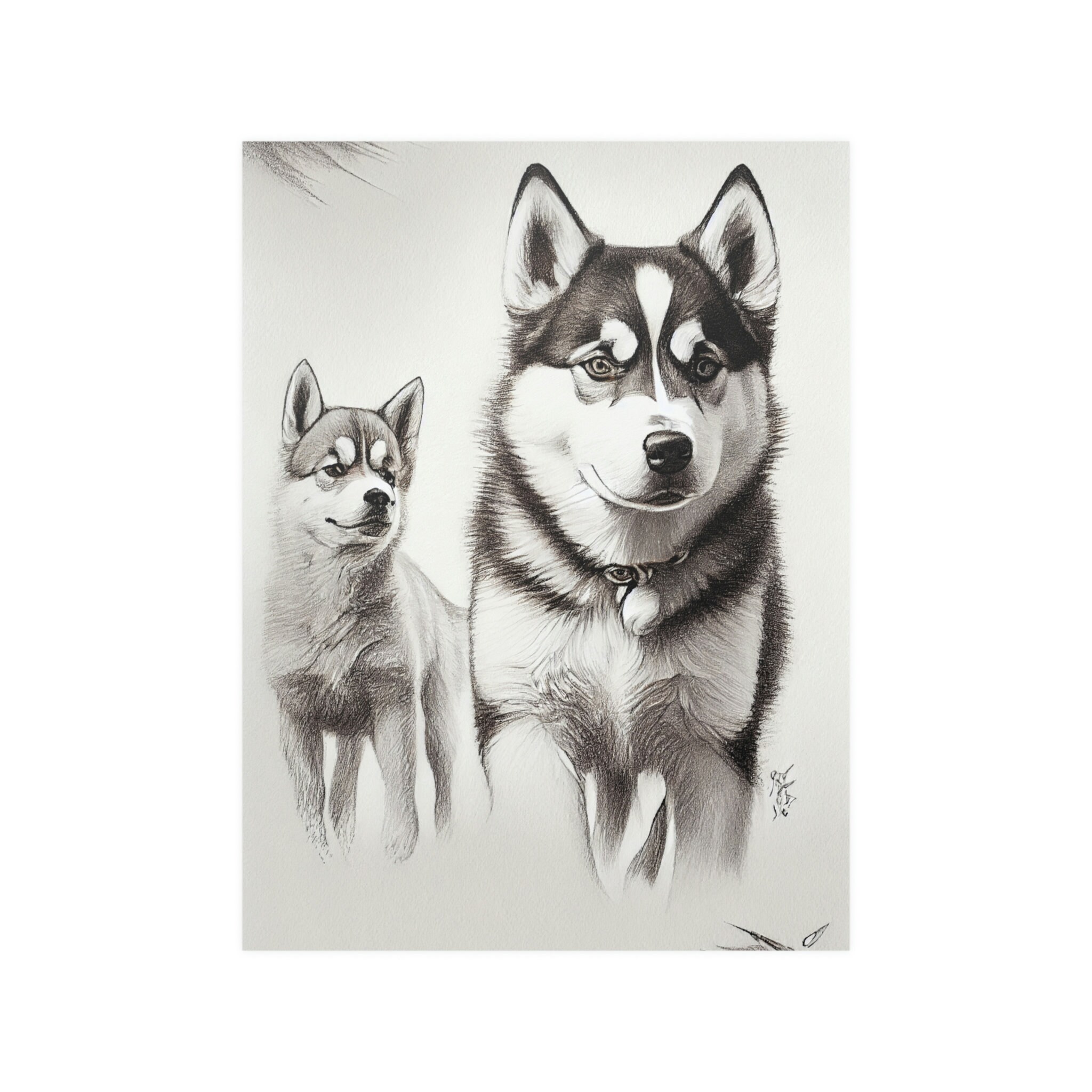 Husky Family Pencil Drawing 1 of 10 Original Art Huskies - Etsy