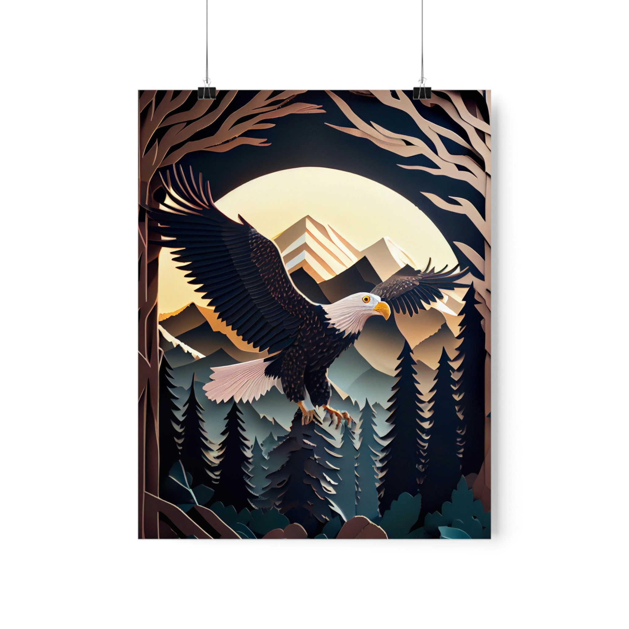 Bald Eagle, Paper Cut Art, 3D, Digital Art - Etsy