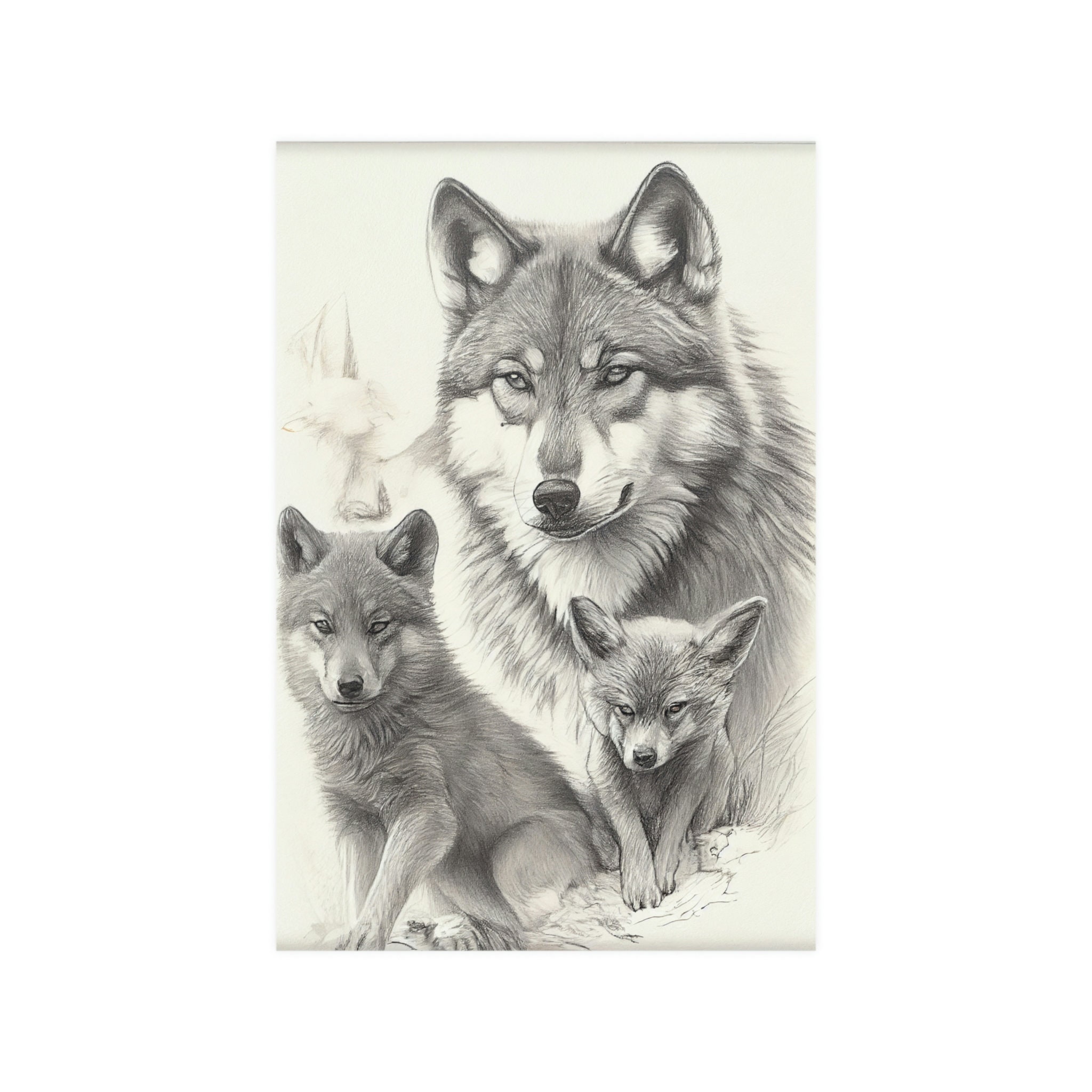How To Draw A Realistic Wolf Family