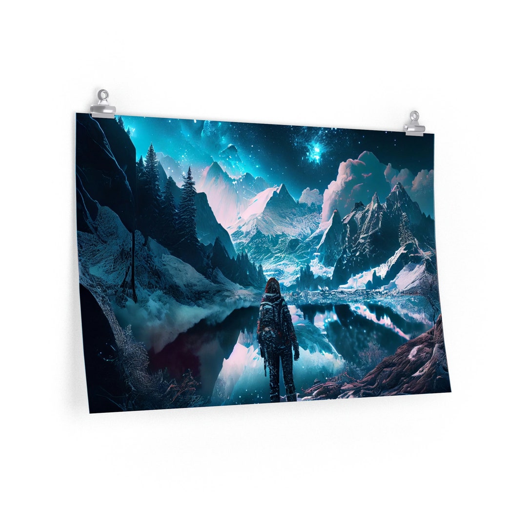Winter Landscape Concept Art Frozen Lake Forest Mountains - Etsy