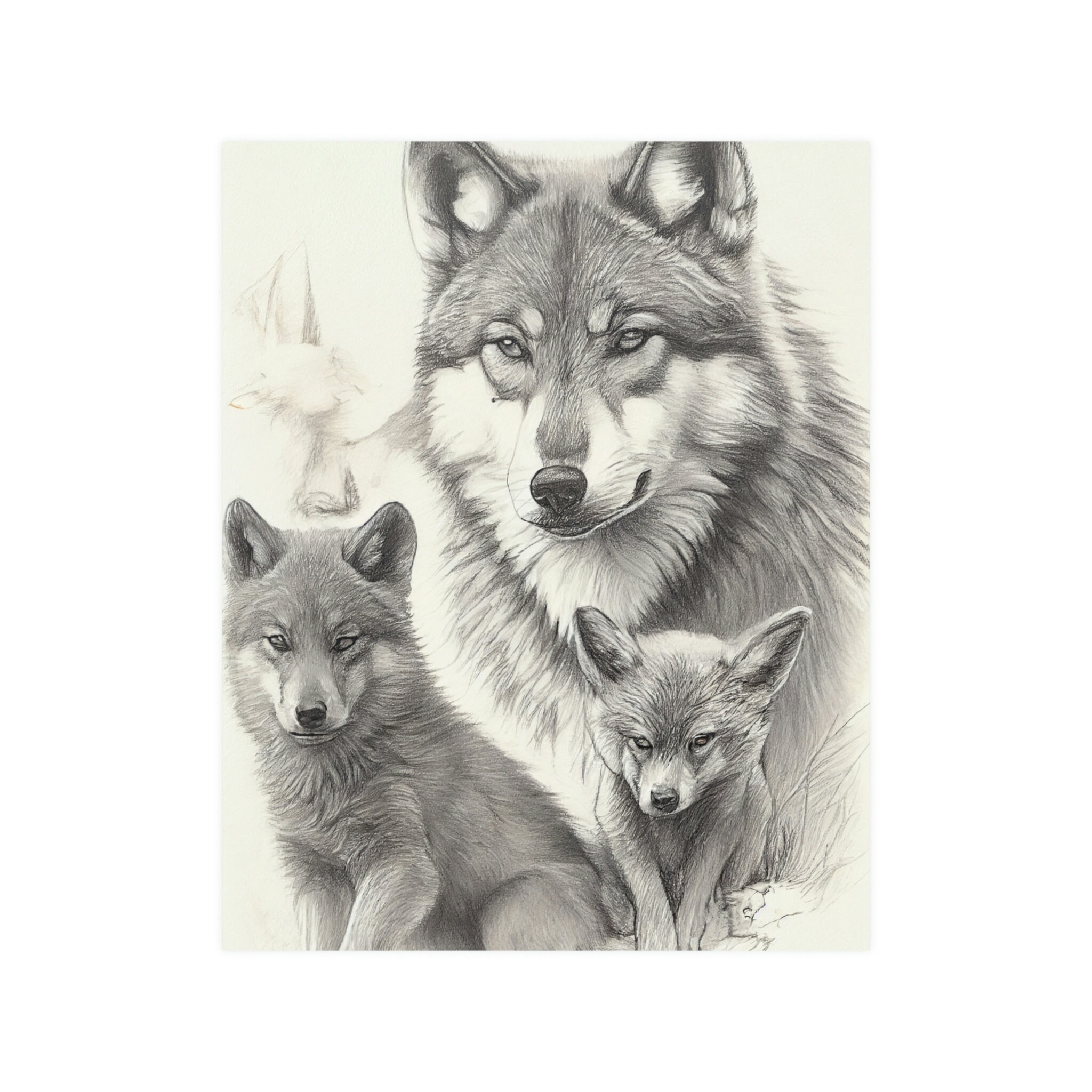 Wolf Family Pencil Drawing 1 of 10 Original Art, Wolves, Wall Art, Home ...
