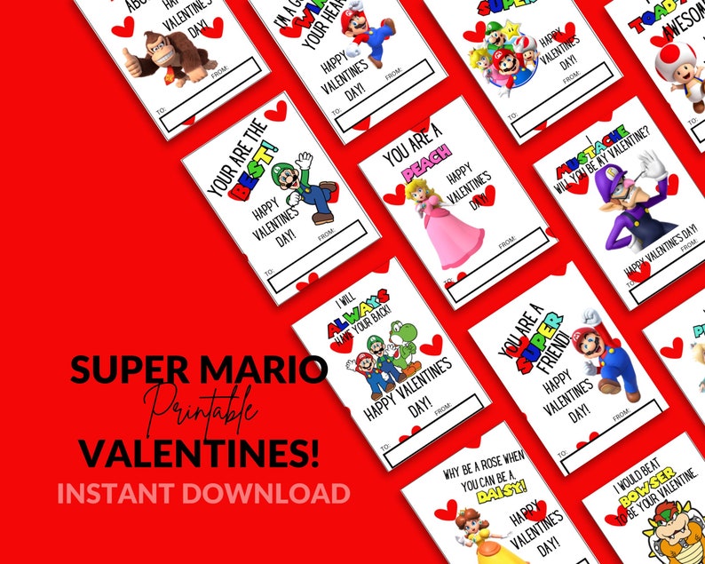 Mario Valentines, Super Mario Printable, Super Mario Valentines ...
