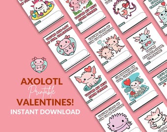 Axolotl Valentine Cards PRINTABLE - Etsy