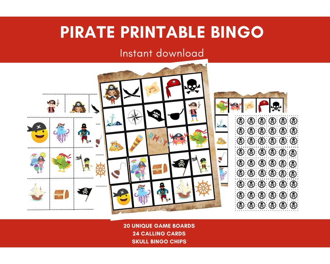 Pirate Bingo, Pirate Printable Bingo-instant Download, Games for Kids ...