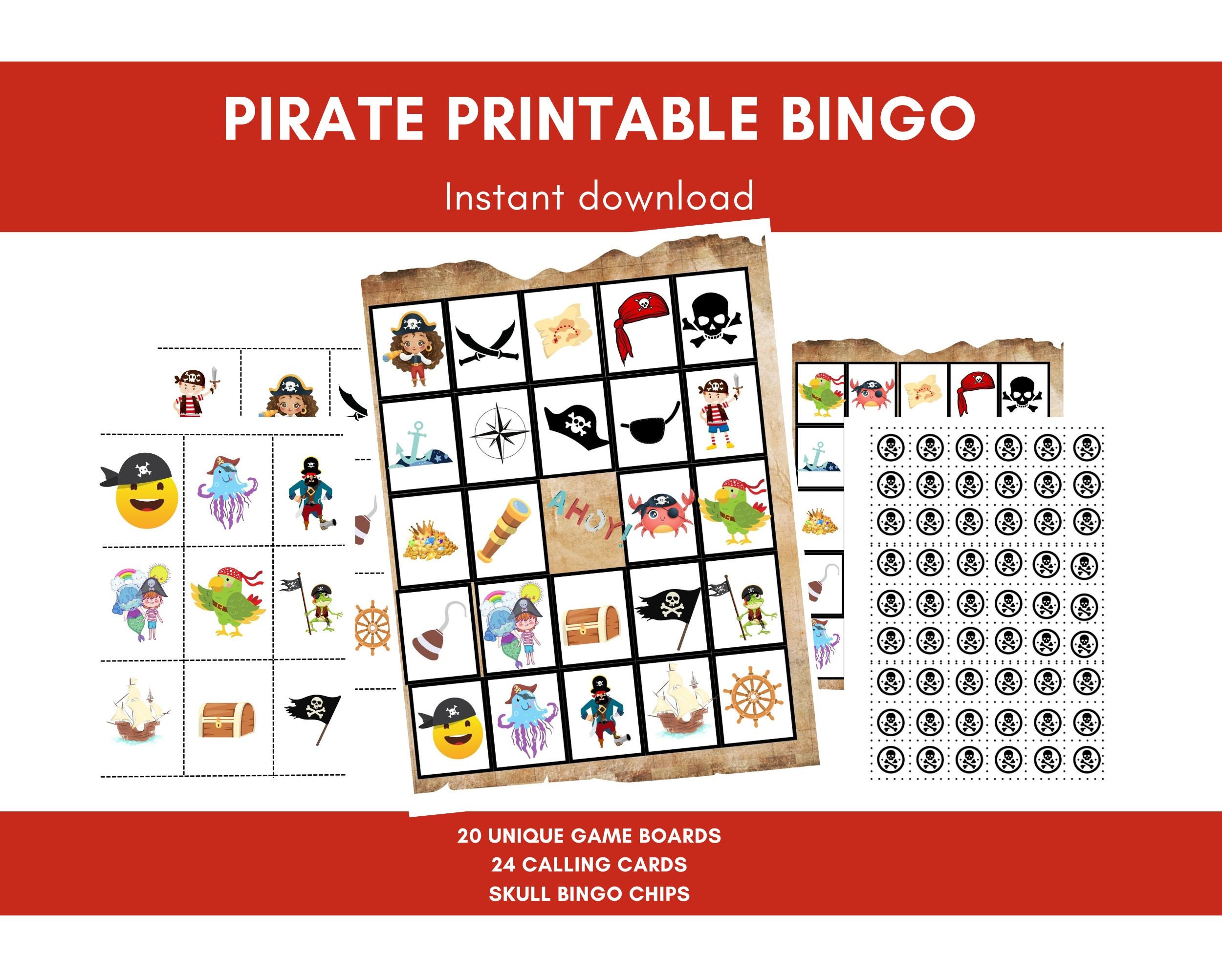 Pirate Bingo, Pirate Printable Bingo-instant Download, Games for Kids ...