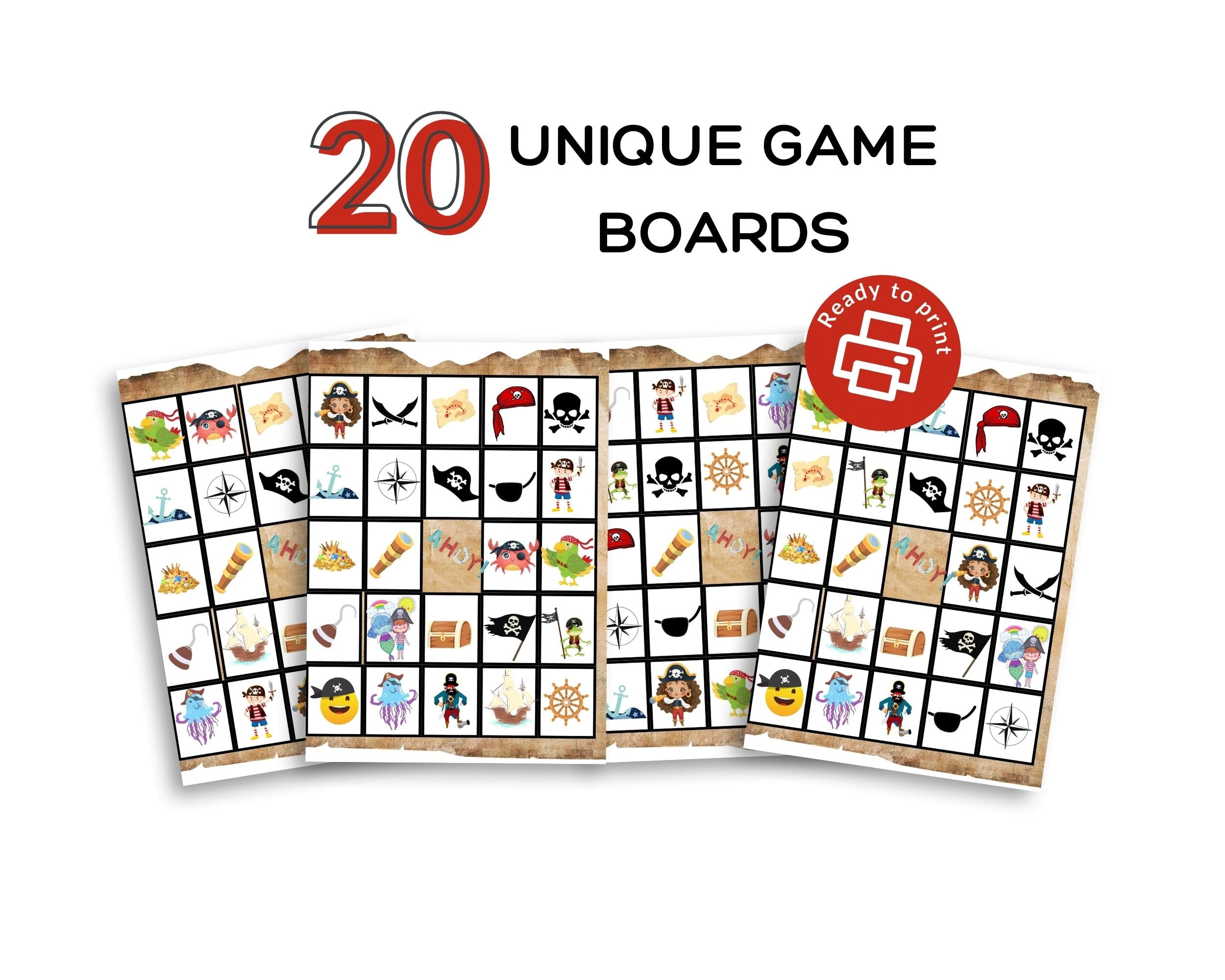 Pirate Bingo, Pirate Printable Bingo-instant Download, Games for Kids ...