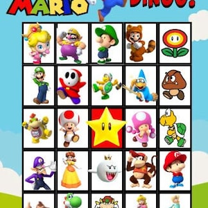 Super Mario Printable Bingo for Kids, PDF - Instant Download - Etsy