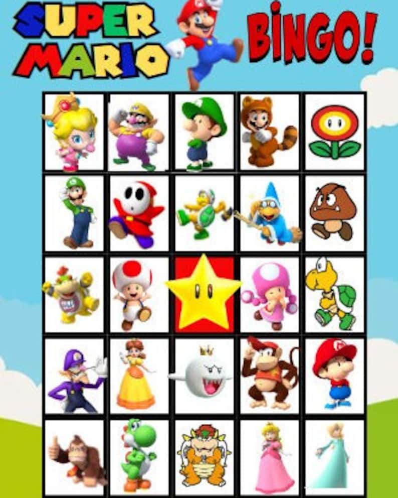 Super Mario Bingo Printable PDF for Kids Instant Download - Etsy New ...
