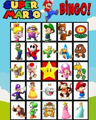 Super Mario Printable Bingo for Kids, PDF - Instant Download - Etsy