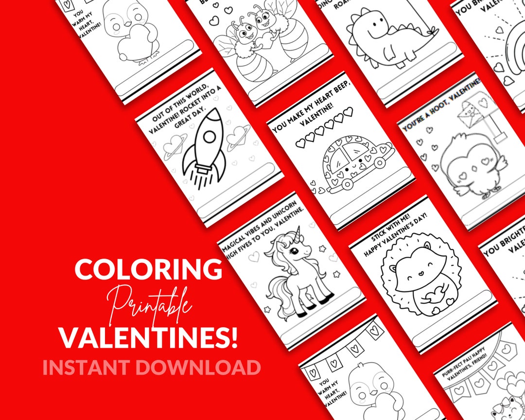 Printable Classroom Valentines, Coloring Valentines, Boy Valentines ...