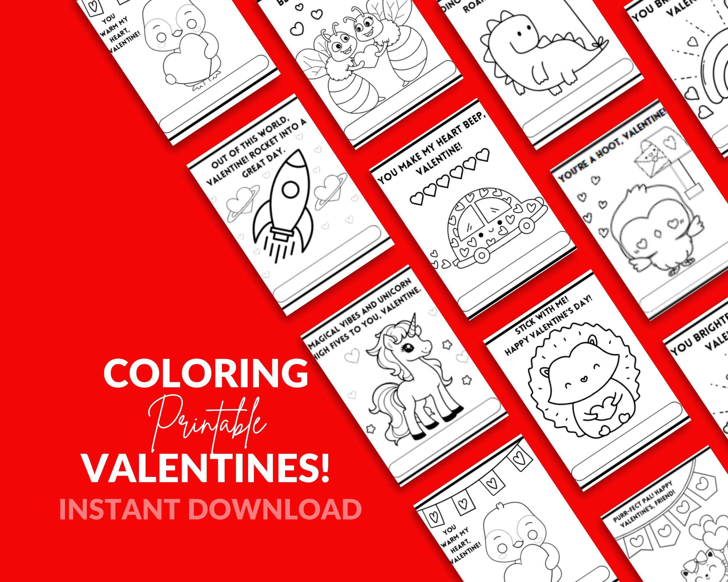 Printable Classroom Valentines, Coloring Valentines, Boy Valentines ...
