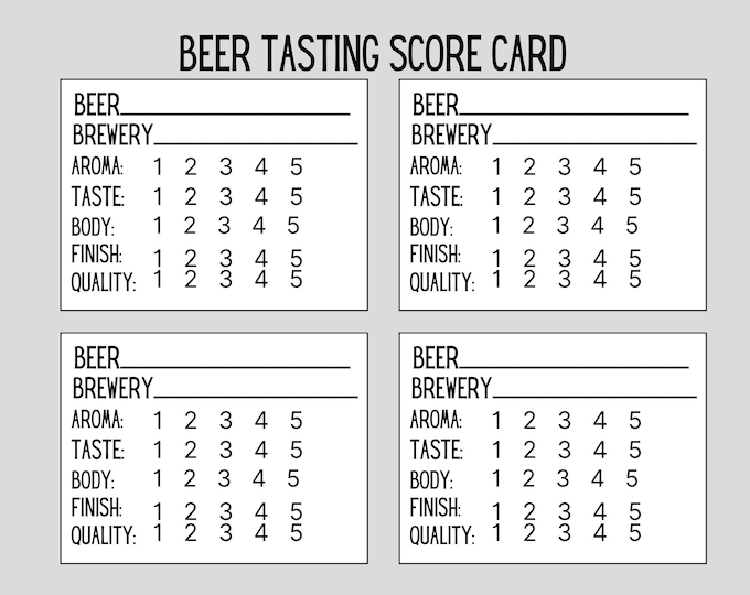 Printable Beer Tasting Card, Beer Tasting Sheet, for Print Only, Beer ...