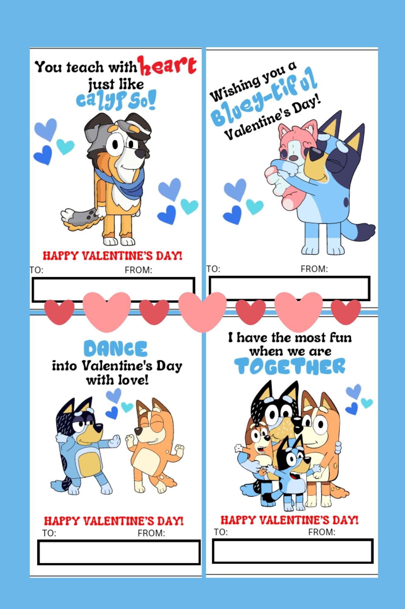 Blue Dog Valentines, Blue Dog Printable Valentines, Classroom ...