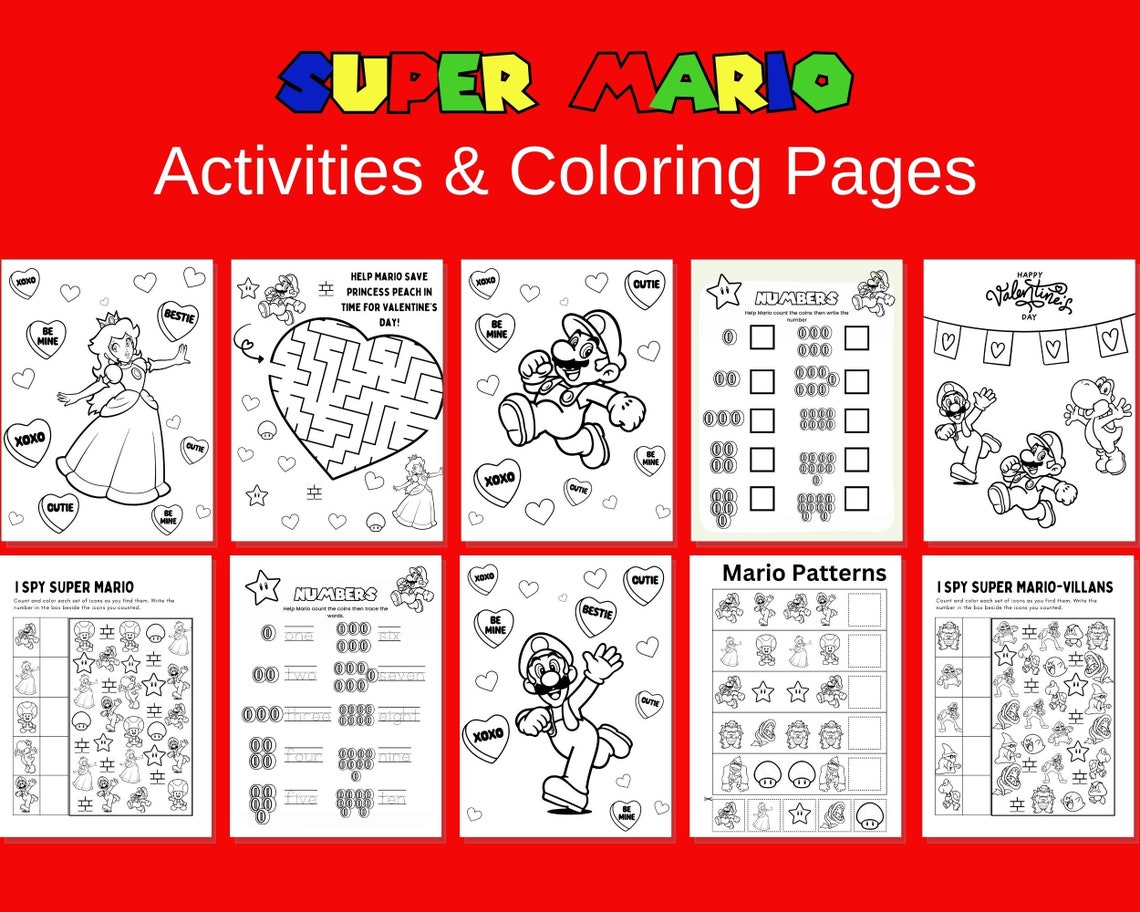 Super Mario Coloring, Super Mario Activities, Super Mario Printables ...