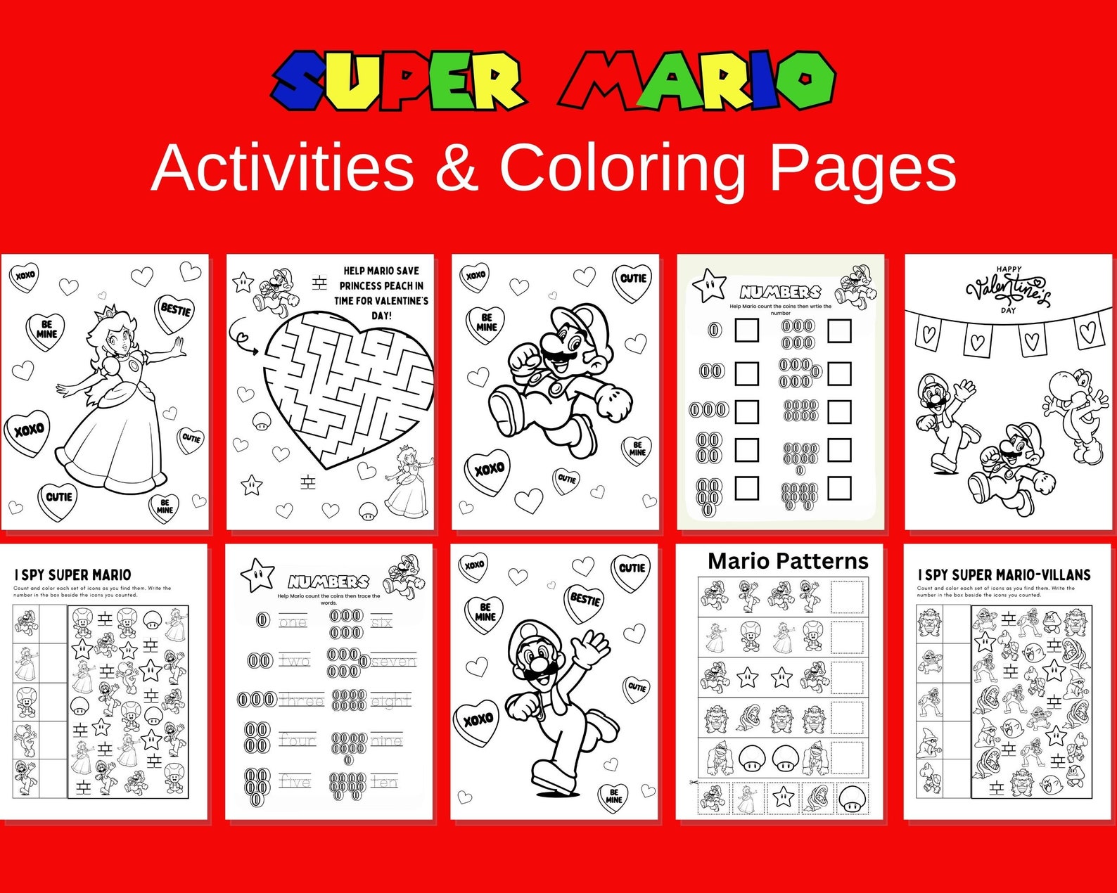 Super Mario Coloring, Super Mario Activities, Super Mario Printables ...