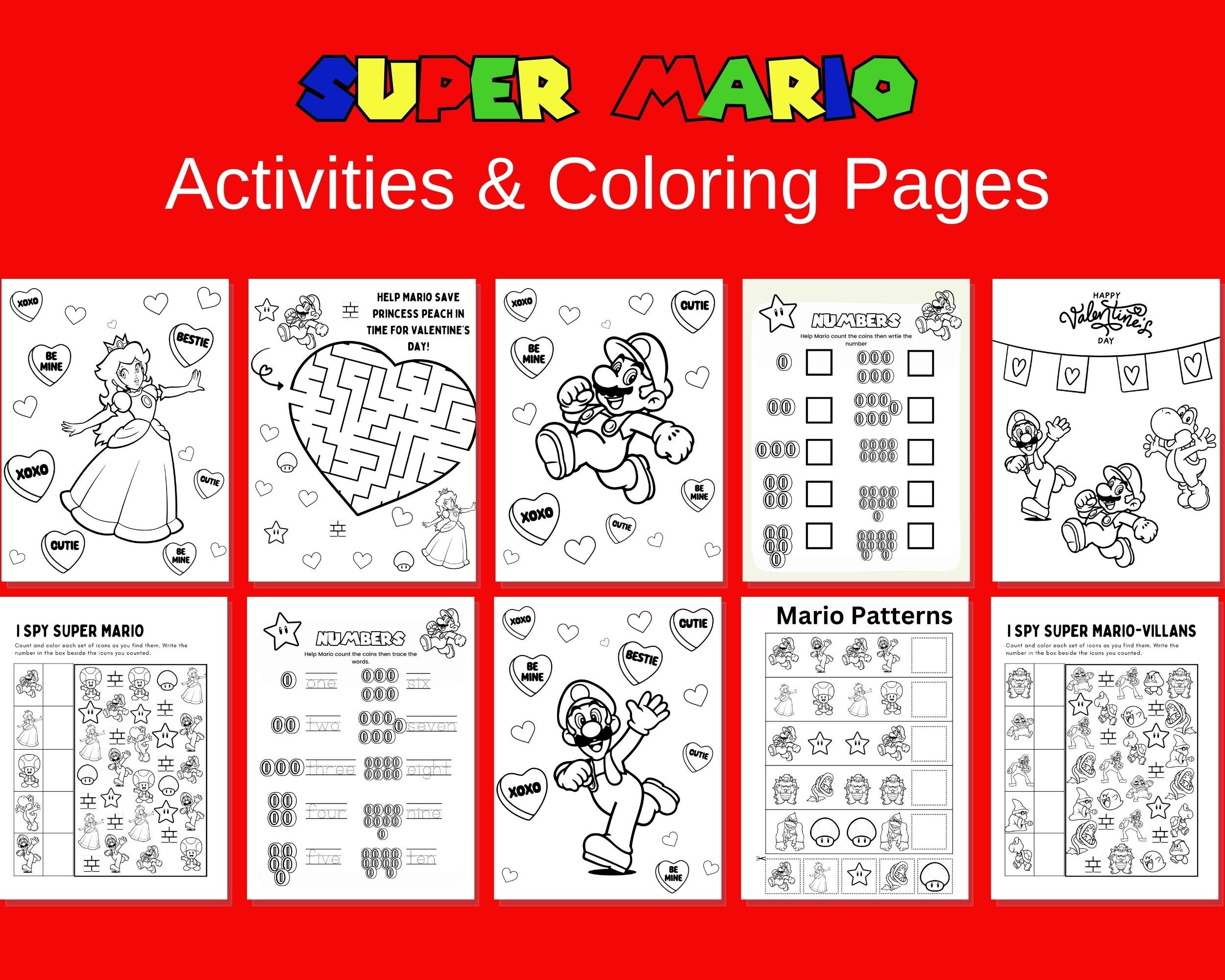 Super Mario Coloring, Super Mario Activities, Super Mario Printables ...