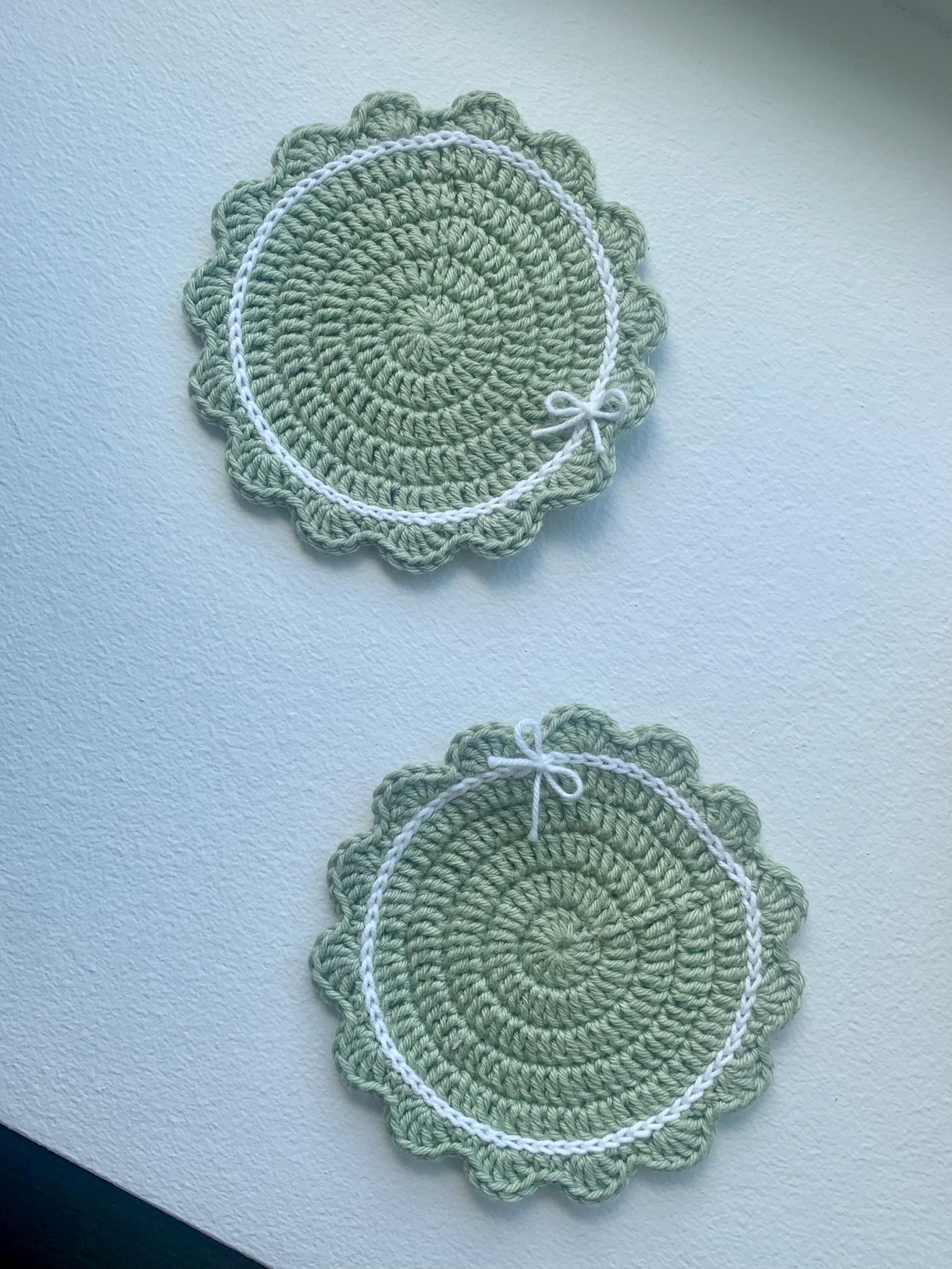 Set of 4 Handmade Crochet Coasters Tiny Cute Bow - Etsy