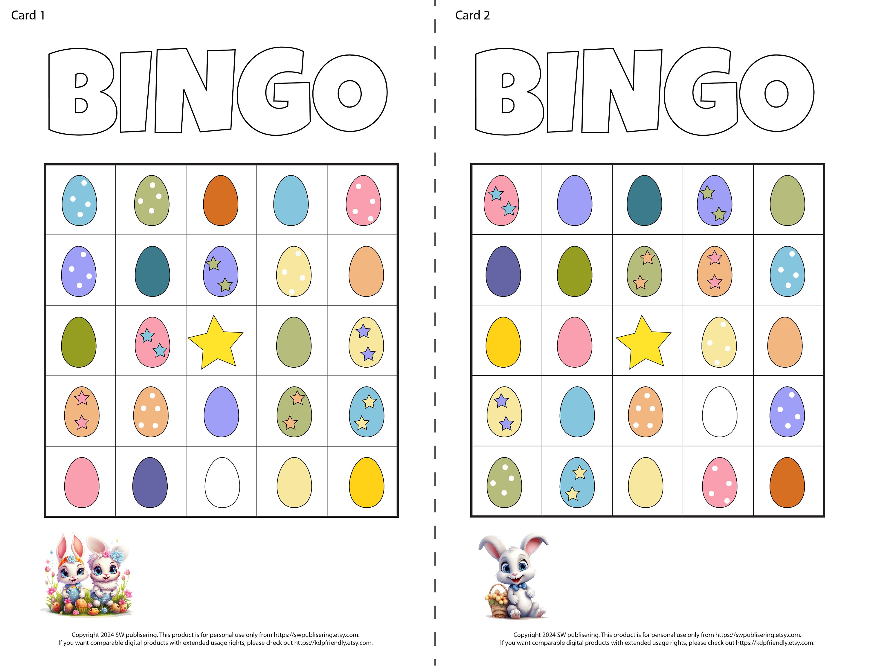 PRINTABLE EASTER BINGO Cards With Call Board, Party Games for Children ...