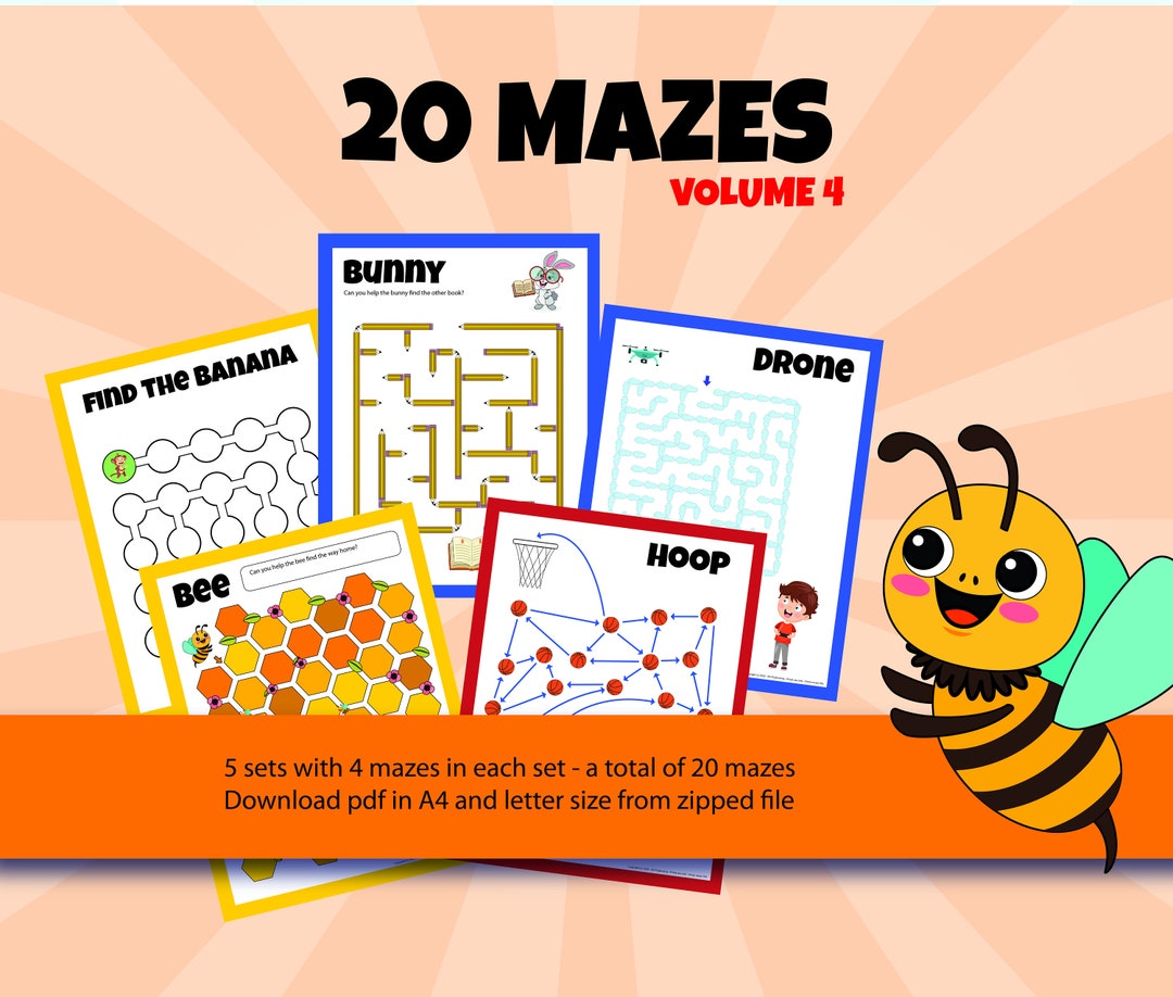 PRINTABLE MAZES for Kids 20 Mazes in Color Ages 4-10. Instant Download ...