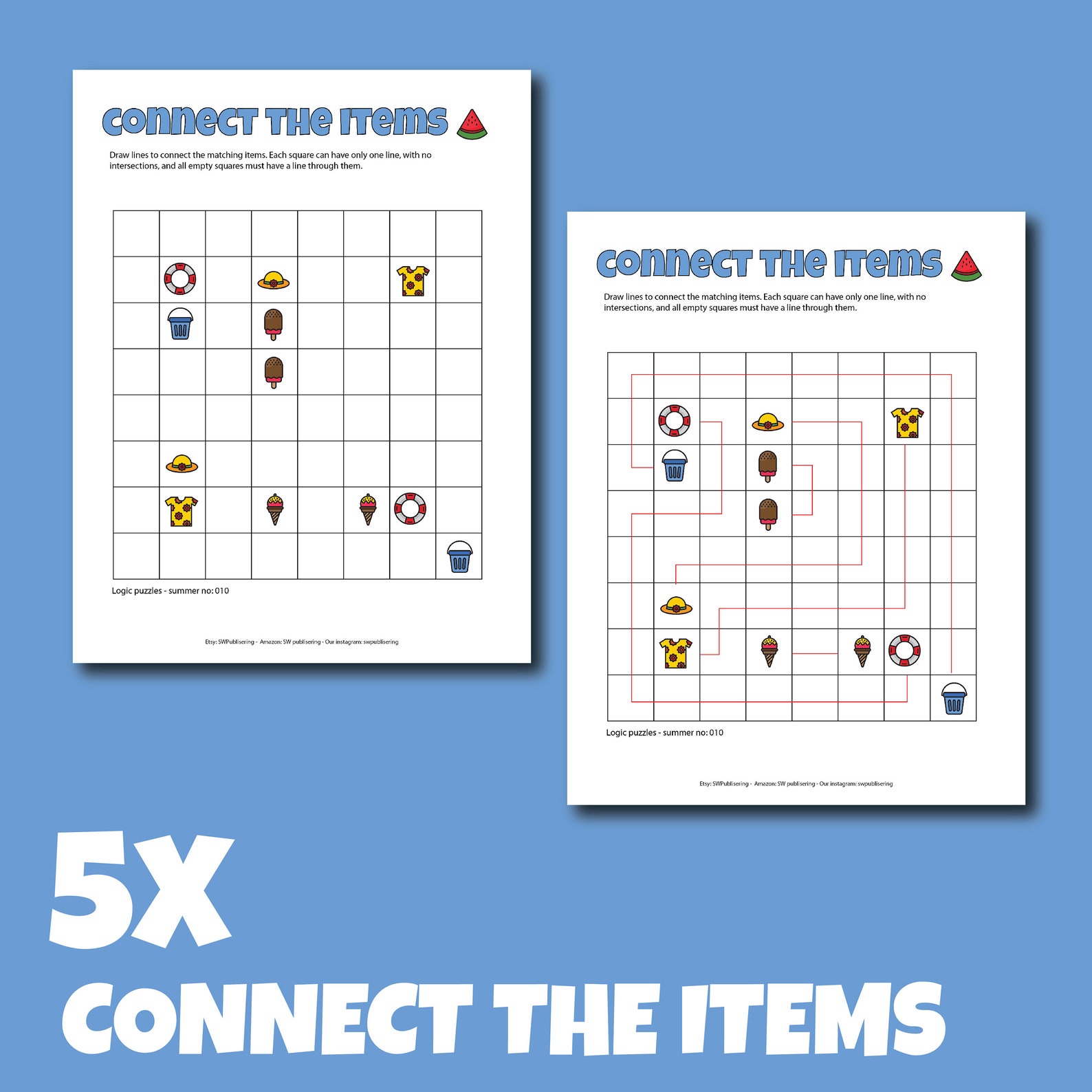 20 LOGIC PUZZLES for Kids in the SUMMER Printable Instant Download pdf ...