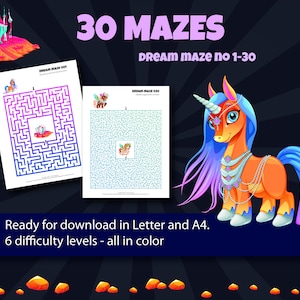 30 Mazes for Kids 6 Levels of Difficulty Medium to Hard ages 6-10 ...