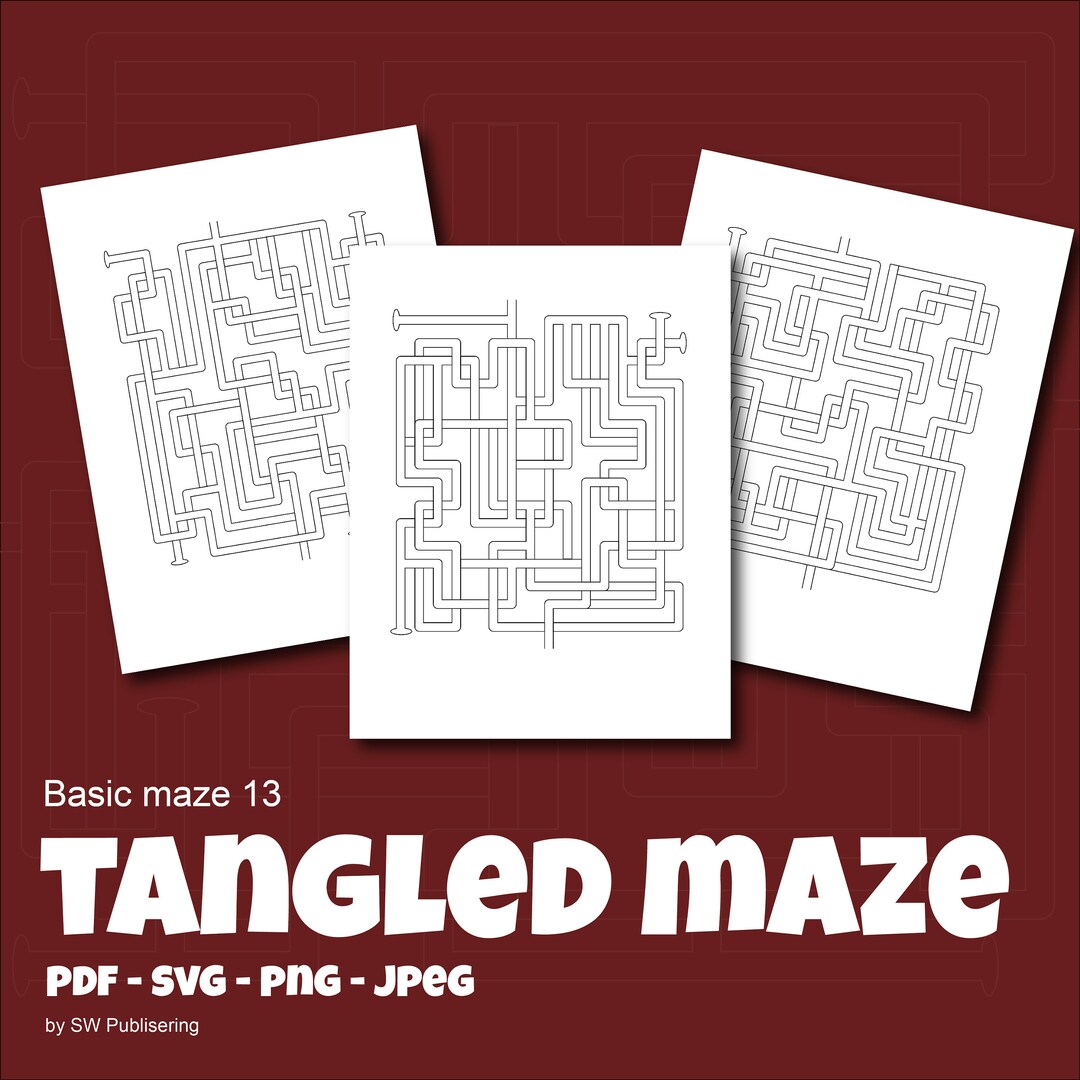 Basic Maze for Children Ready to Be Decorated by You, 20 Mazes PNG SVG ...