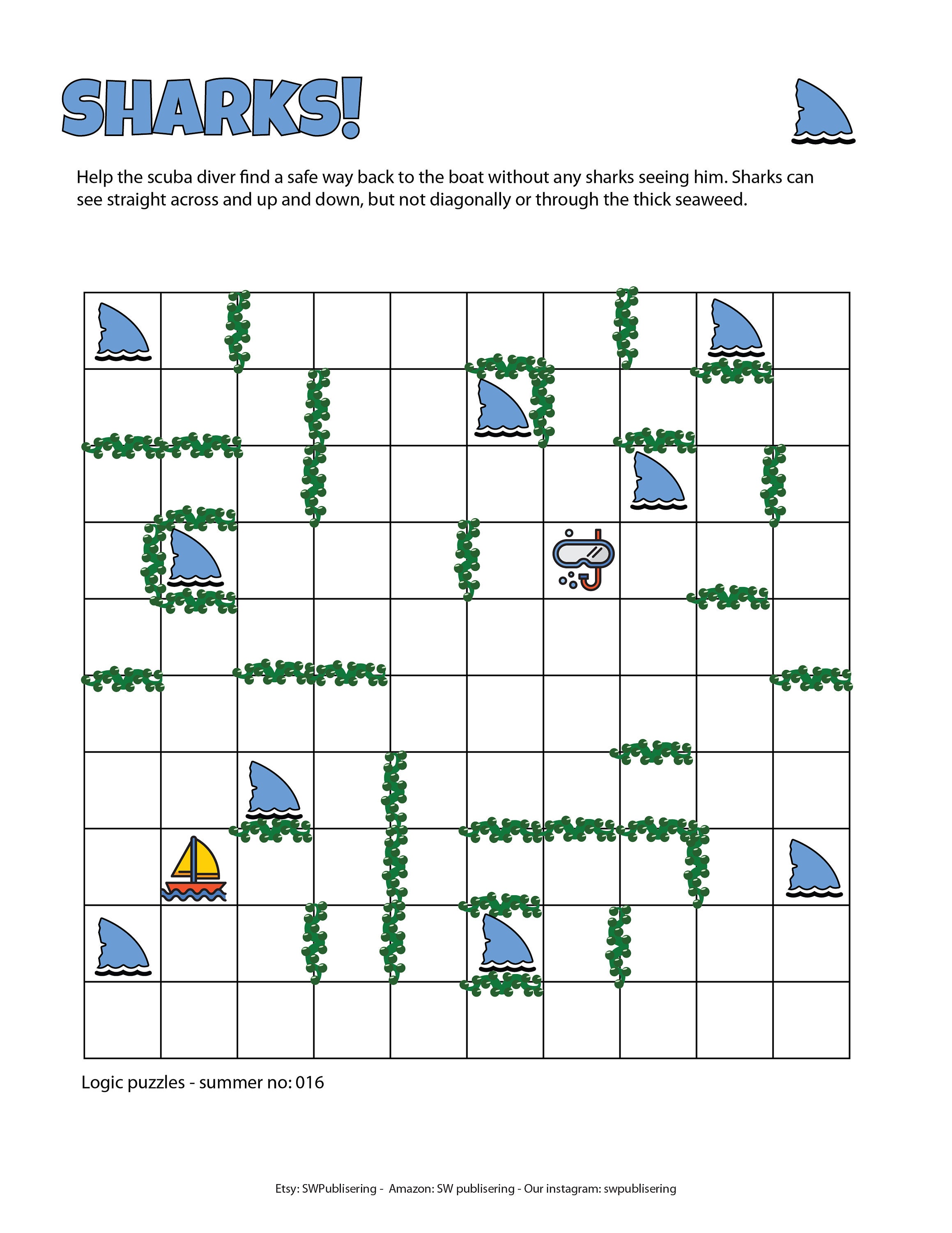 20 LOGIC PUZZLES for Kids in the SUMMER Printable Instant Download pdf ...